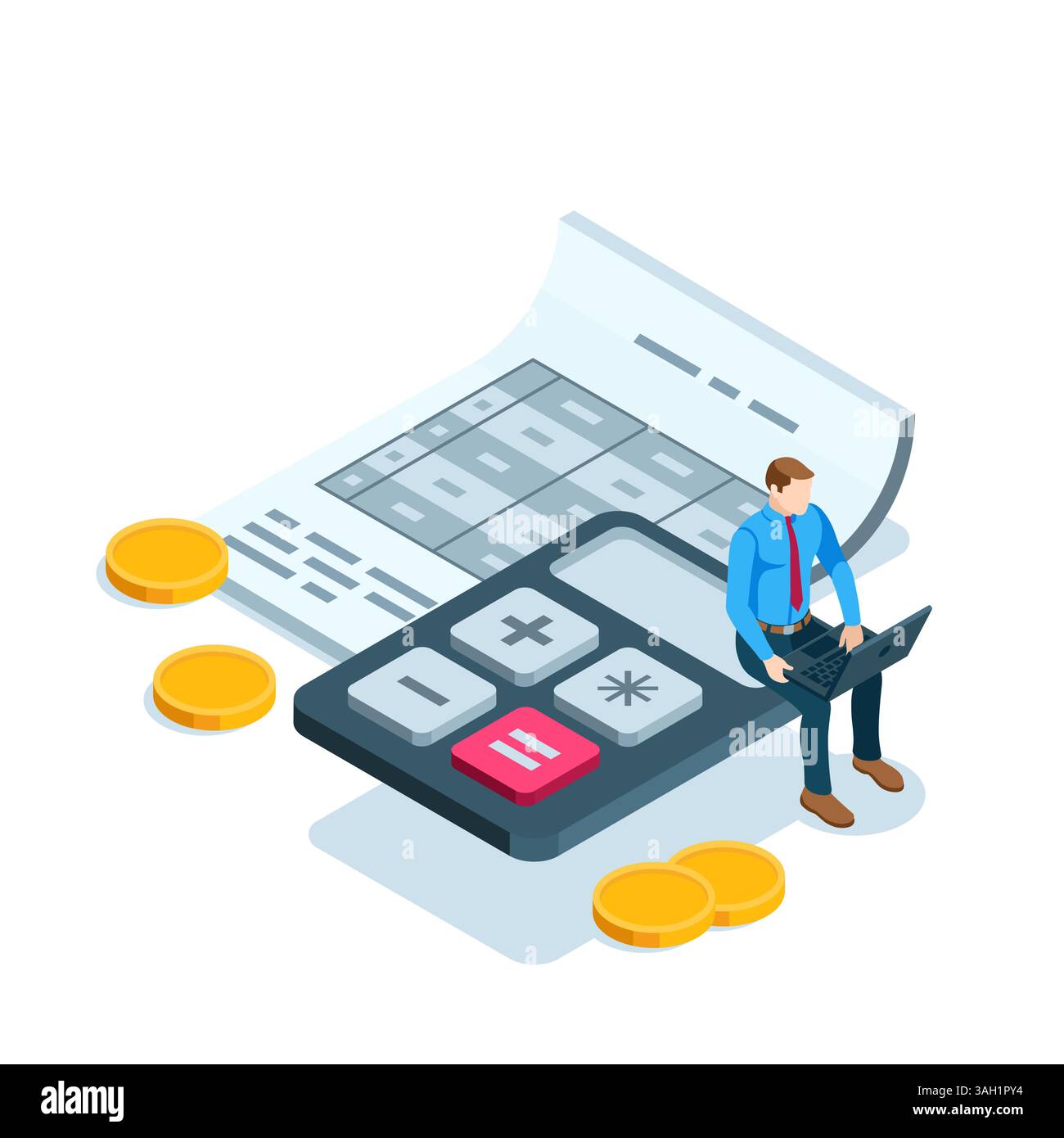 Accountant on calculator calculate income Stock Vector Images - Alamy