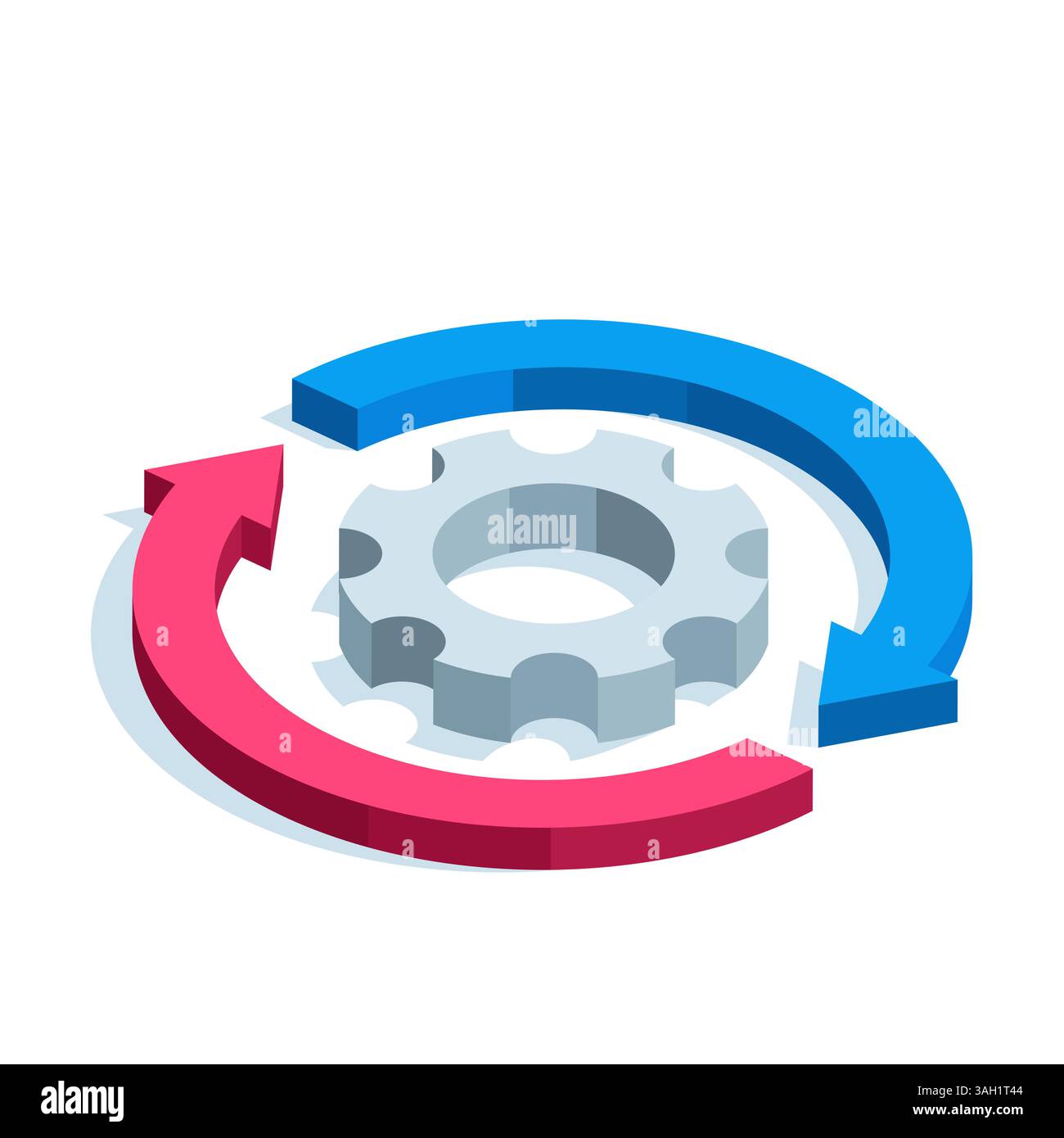 isometric gear and arrows around it, in color on a white background ...