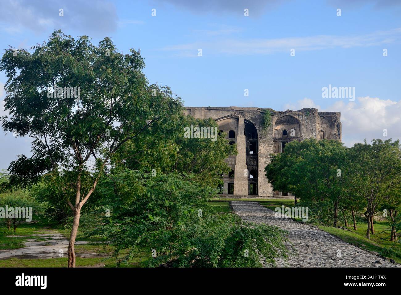 Outer view of the Farah Bagh, also known as Faria Bagh, is a palace ...