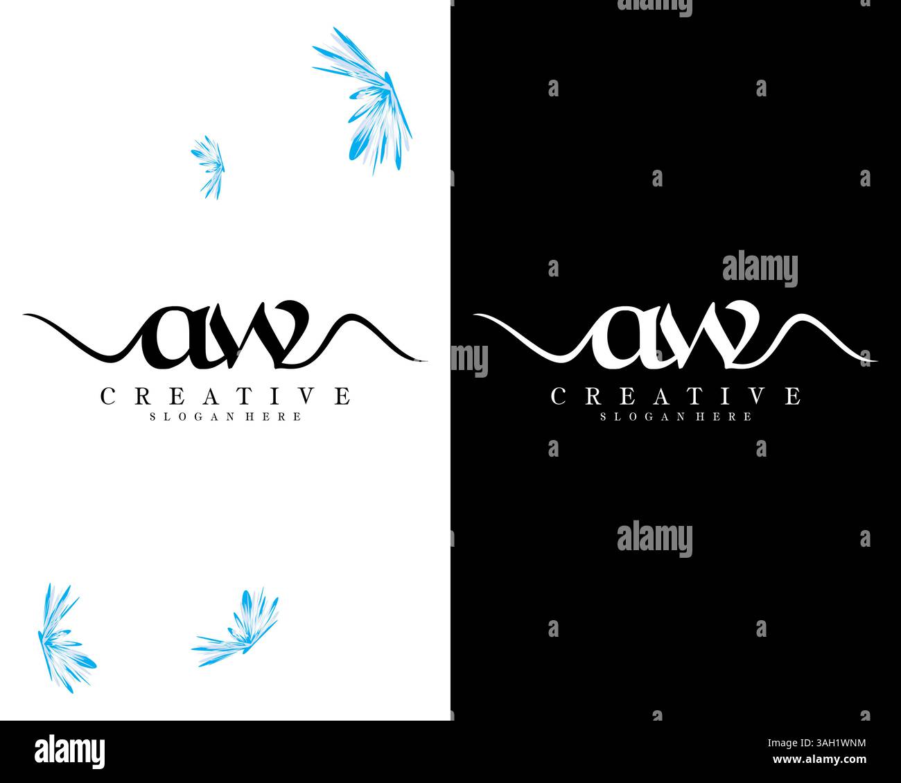 creative handwriting letter aw, wa logo design vector Stock Vector ...
