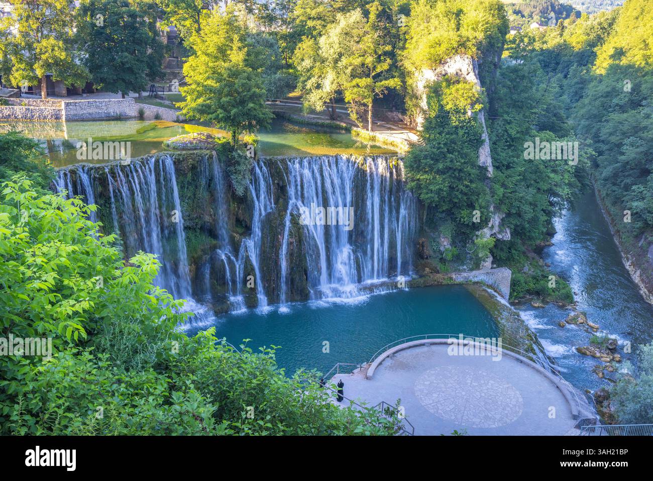 The Pliva Waterfall in Jajce town, Bosnia and Herzegovina, Europe ...