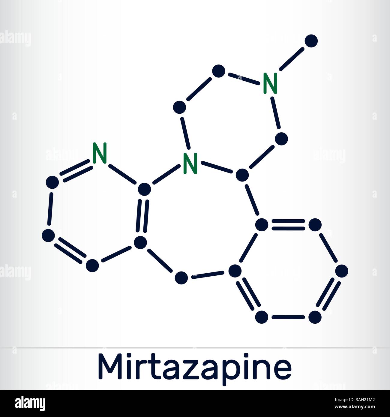 Mirtazapine molecule. Tetracyclic antidepressant. Skeletal chemical ...