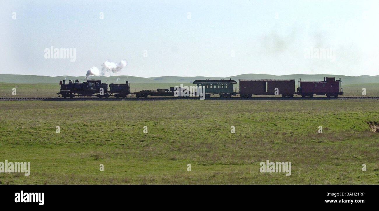 Sierra Railway Shay locomotive No. 2 leads a ''movie train'' consist ...