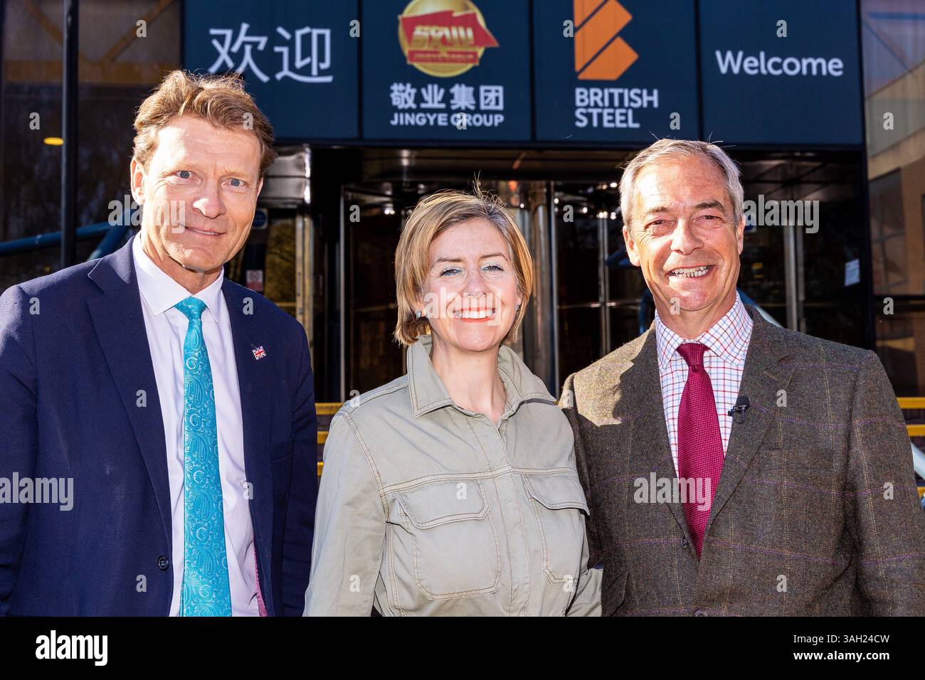 Scunthorpe, UK. 08th Apr, 2025. Reform UKs Richard Tice, Andrea Jenkins ...
