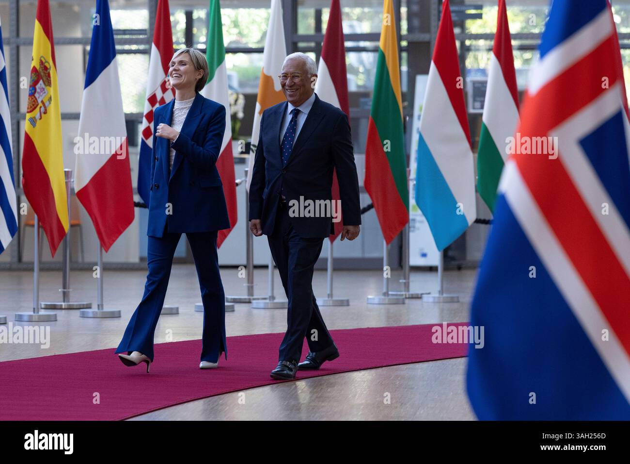 European Council President Antonio Costa, right, speaks with Iceland's ...