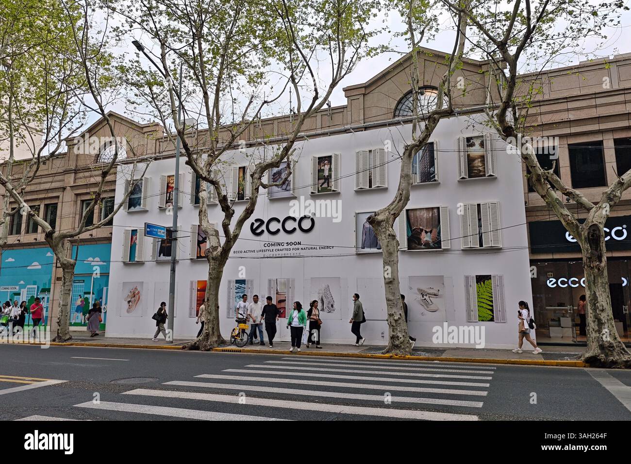SHANGHAI, CHINA - APRIL 9, 2025 - An ECCO store is under renovation and ...