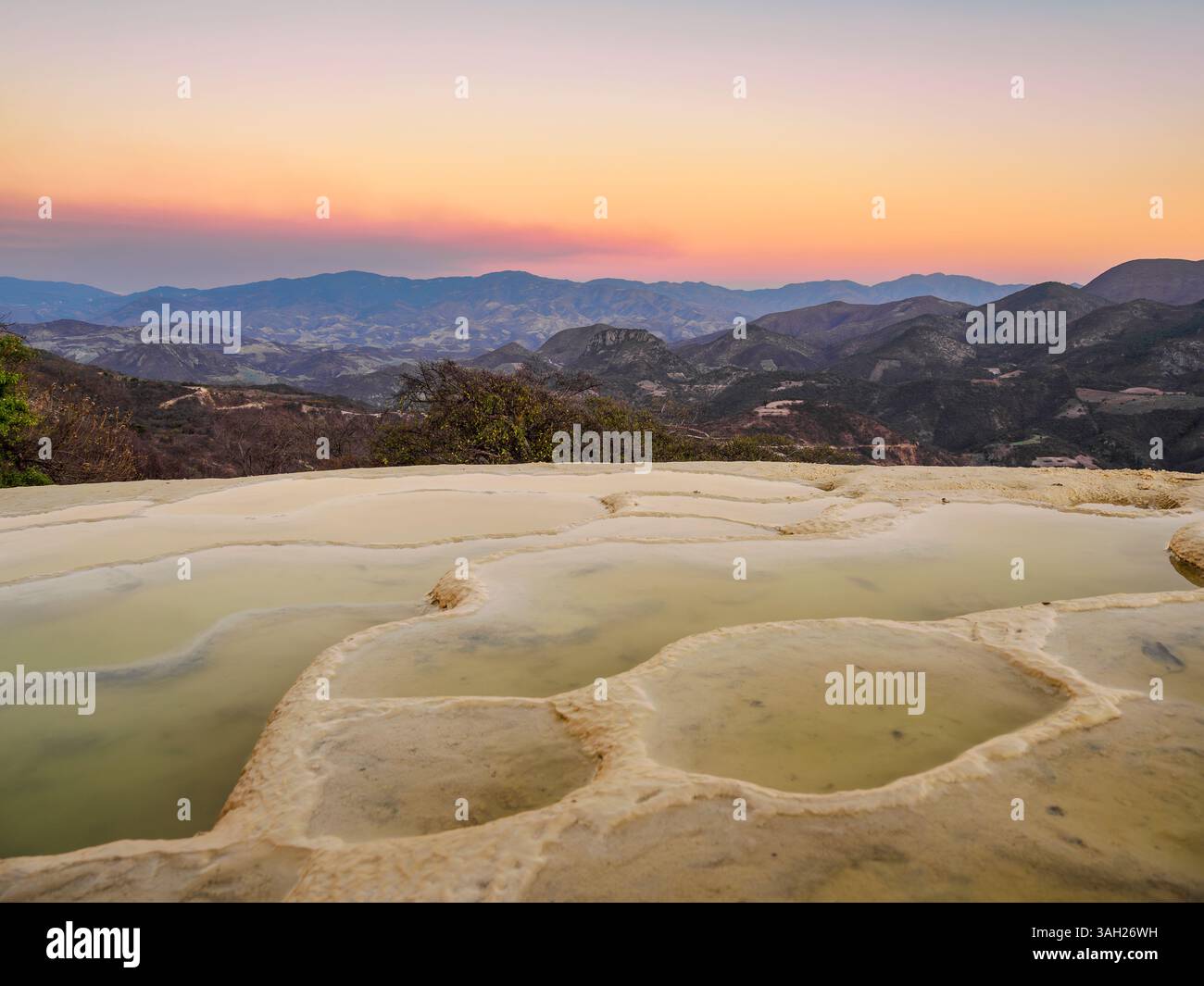 Hierve el Agua at dusk, San Lorenzo Albarradas, Oaxaca State, Mexico ...