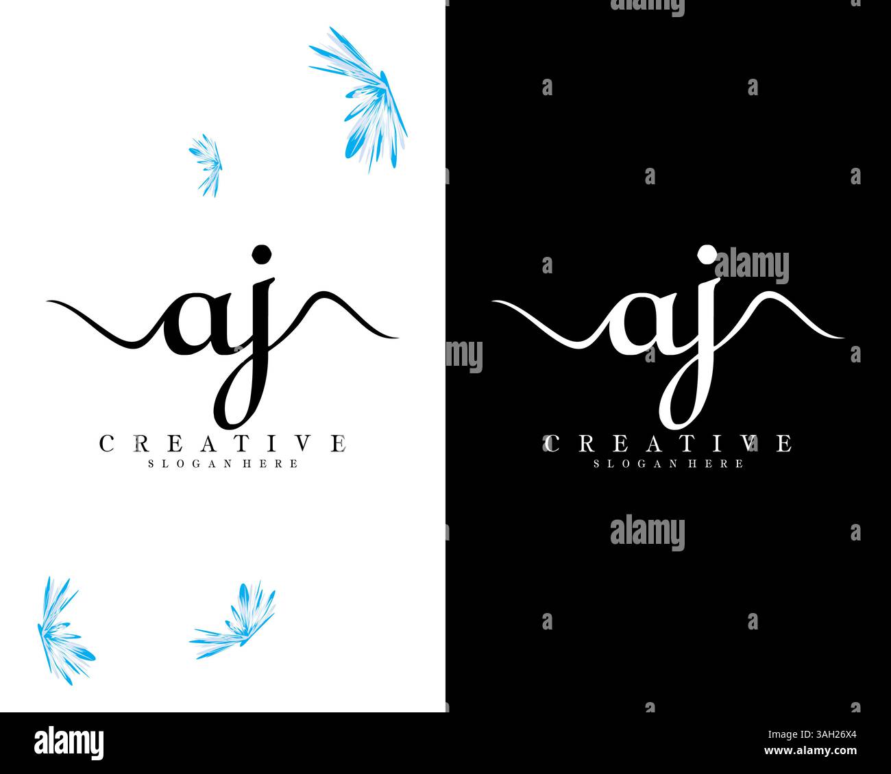 creative handwriting letter aj, ja logo design vector Stock Vector ...