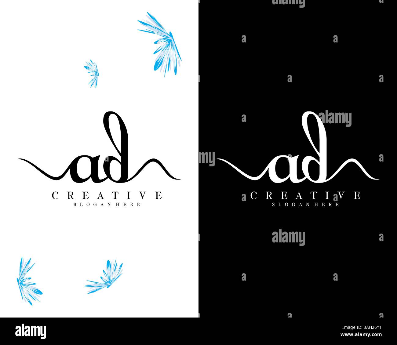 creative handwriting letter ad, da logo design vector Stock Vector ...