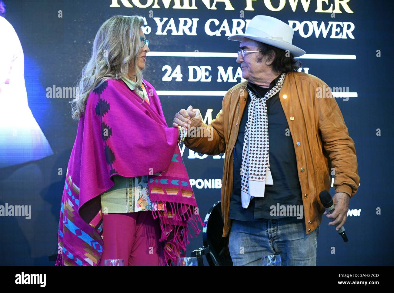 Romina Power and Al Bano during the presentation of their concert at ...