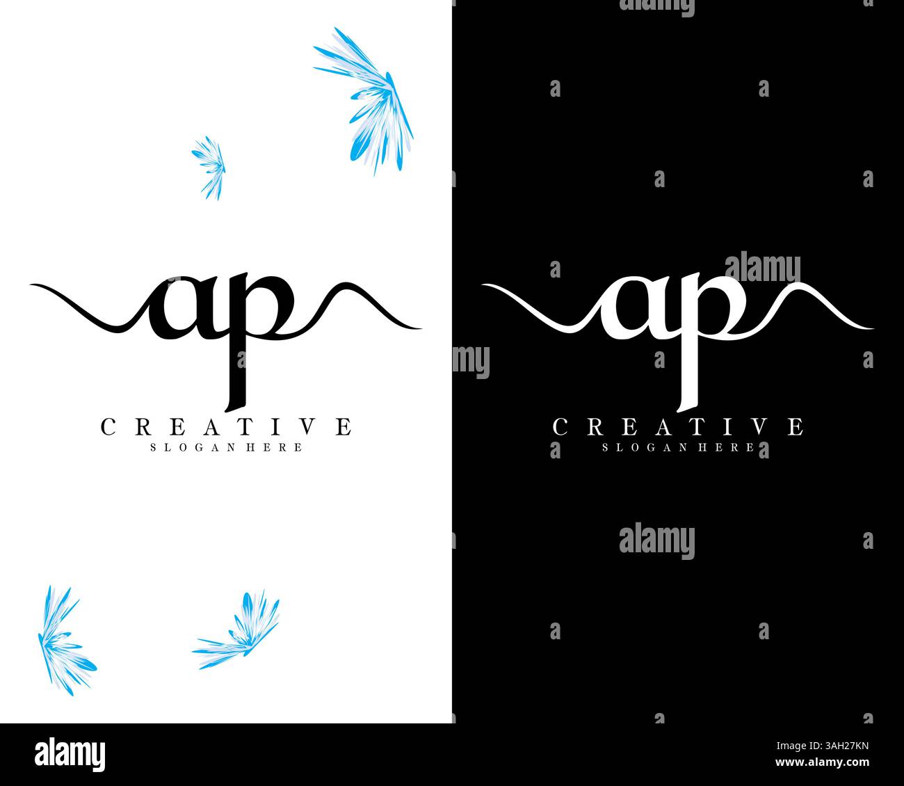 creative handwriting letter ap, pa logo design vector Stock Vector ...