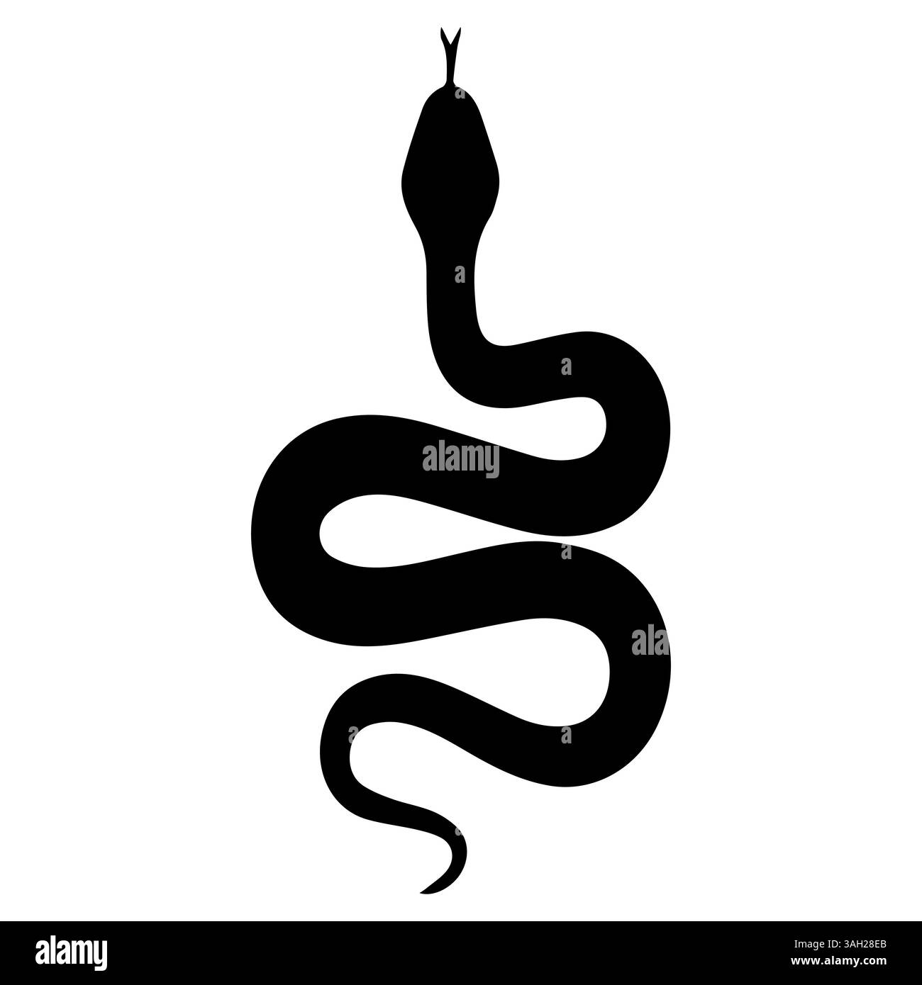 Elegant Black Snake Silhouette, Striking Reptile Illustration Stock ...
