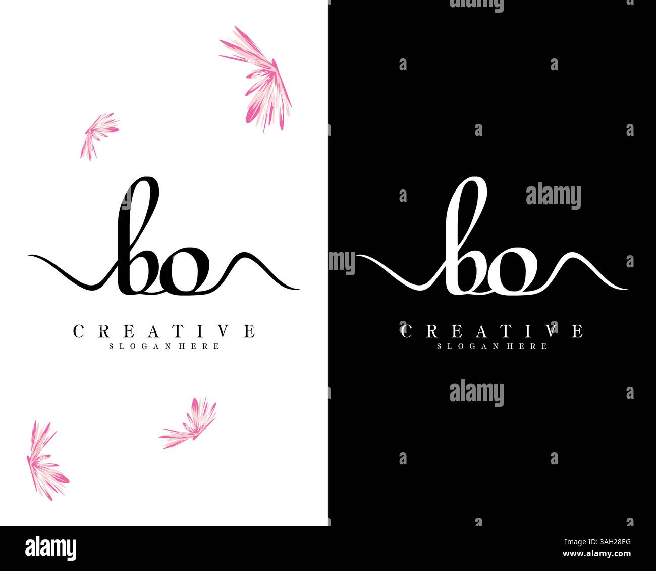 creative handwriting bo, ob letter logo design vector Stock Vector ...