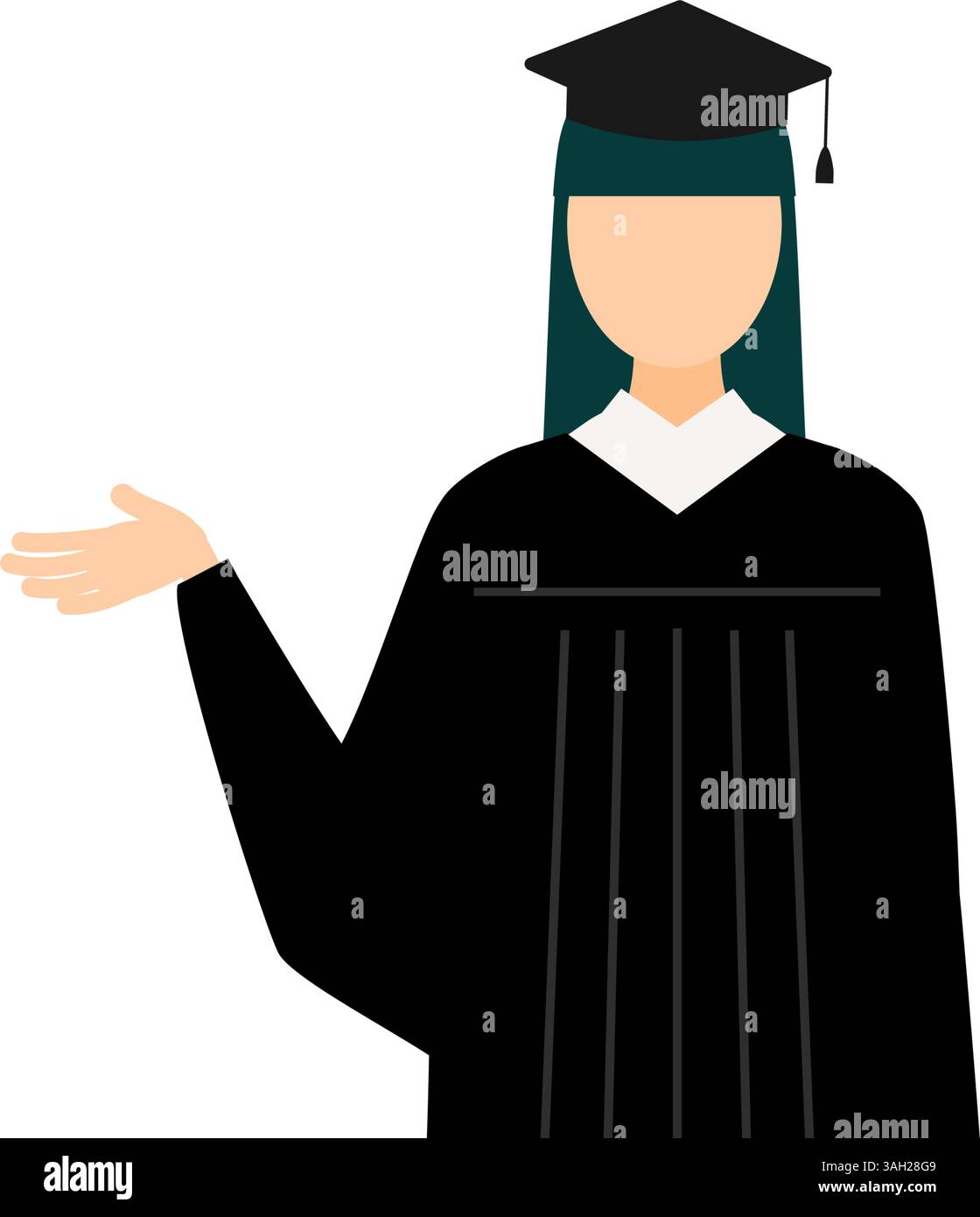 Simple illustration of an asian female graduates in graduation gowns ...