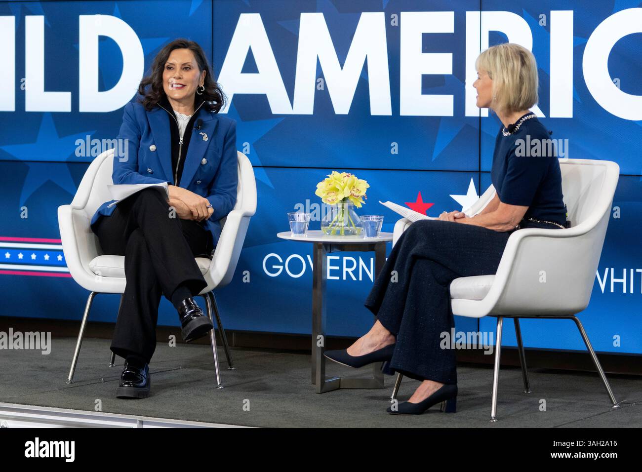 Michigan Gov. Gretchen Whitmer speaks with former television journalist ...