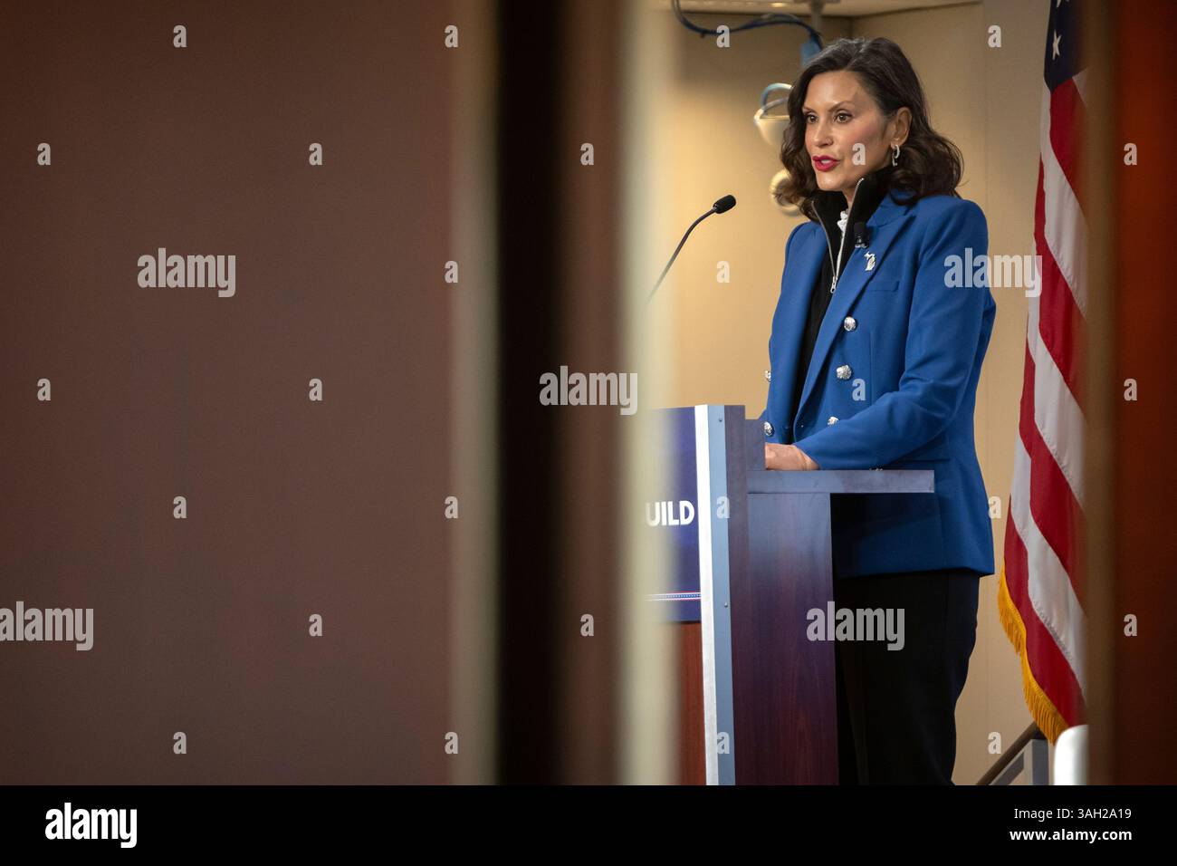 Michigan Gov. Gretchen Whitmer gives a policy speech at an event on ...