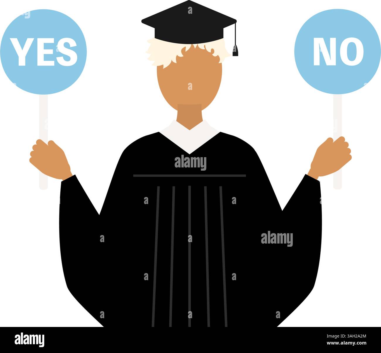 Simple illustration of a black female graduate in a graduation gown and ...