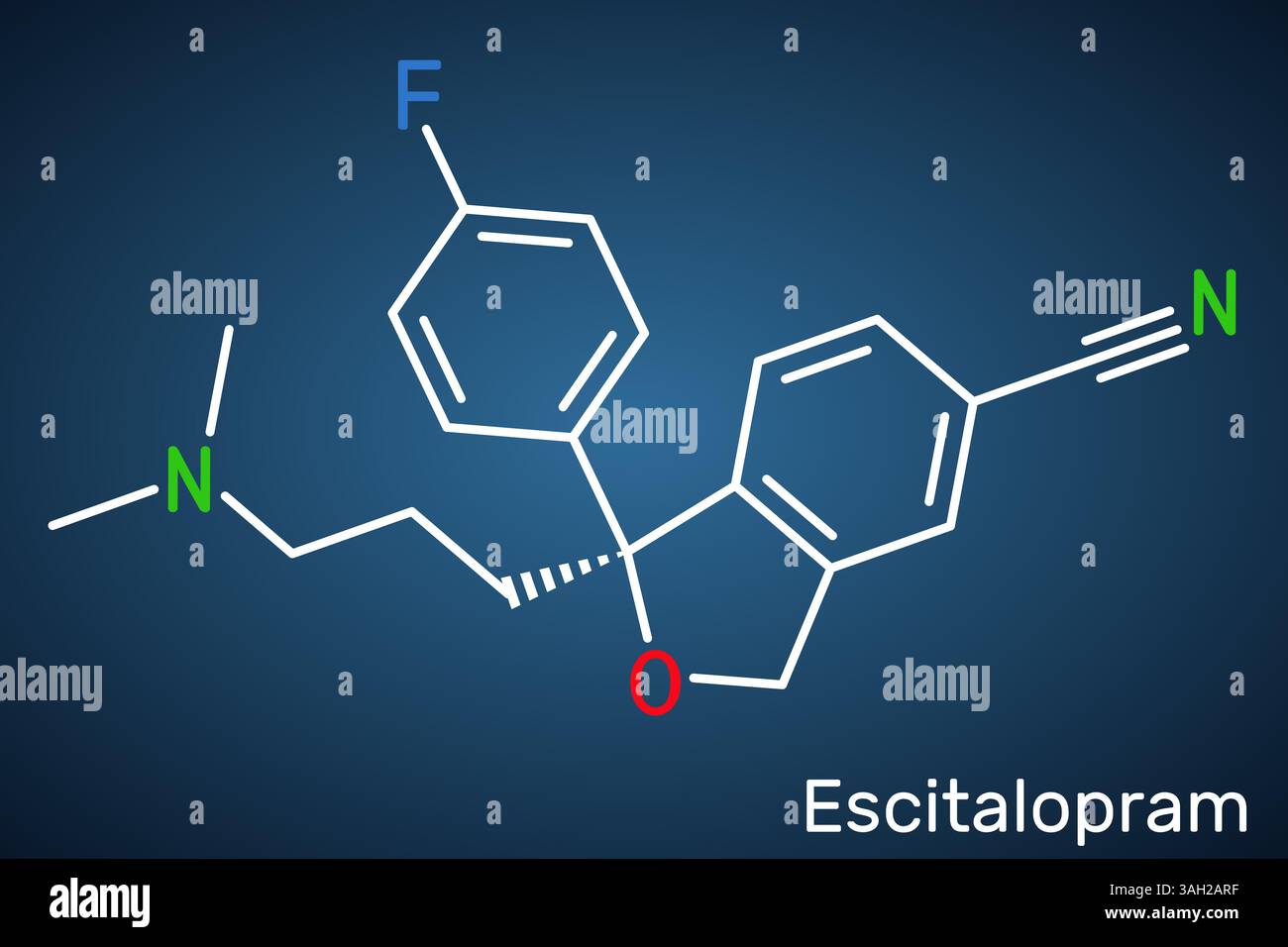 Escitalopram, S -citalopram molecule. Antidepressant medication of the ...