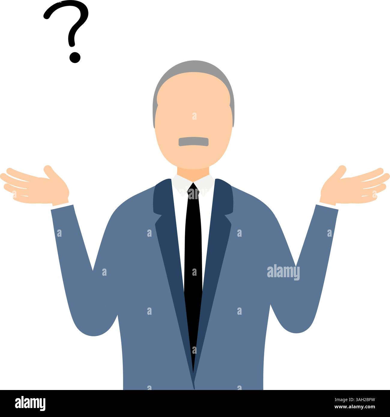 Simple illustration of businessman in business suit questioning, Vector ...