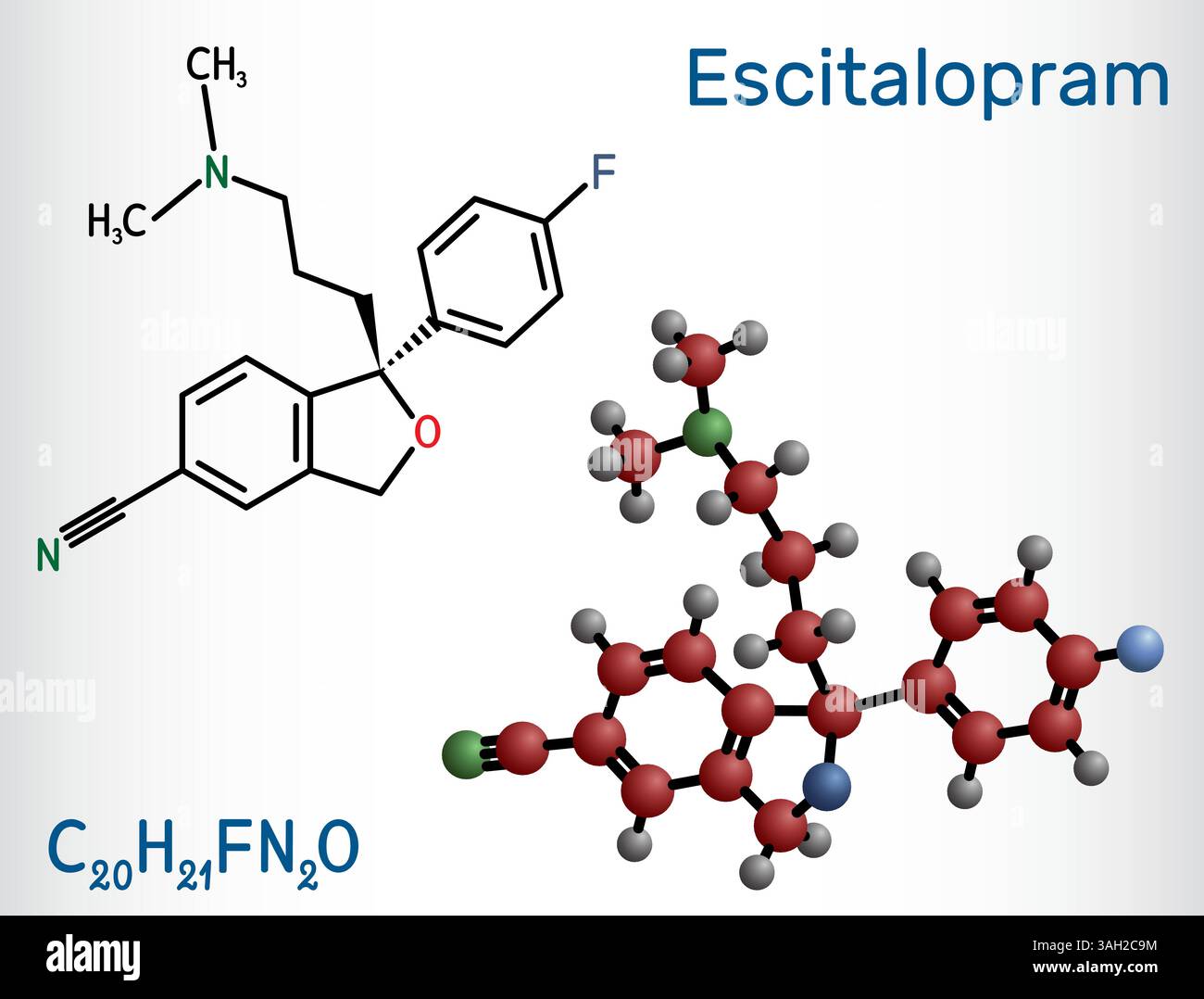 Escitalopram, S -citalopram molecule. Antidepressant medication of the ...