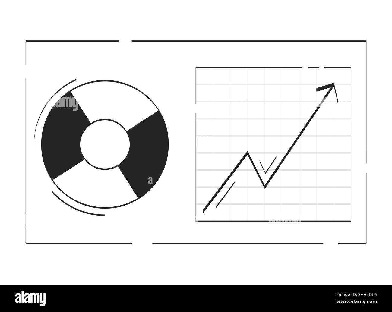 Business Analytics Dashboard With Chart And Graph Doodle Linear Object Stock Vector Image And Art