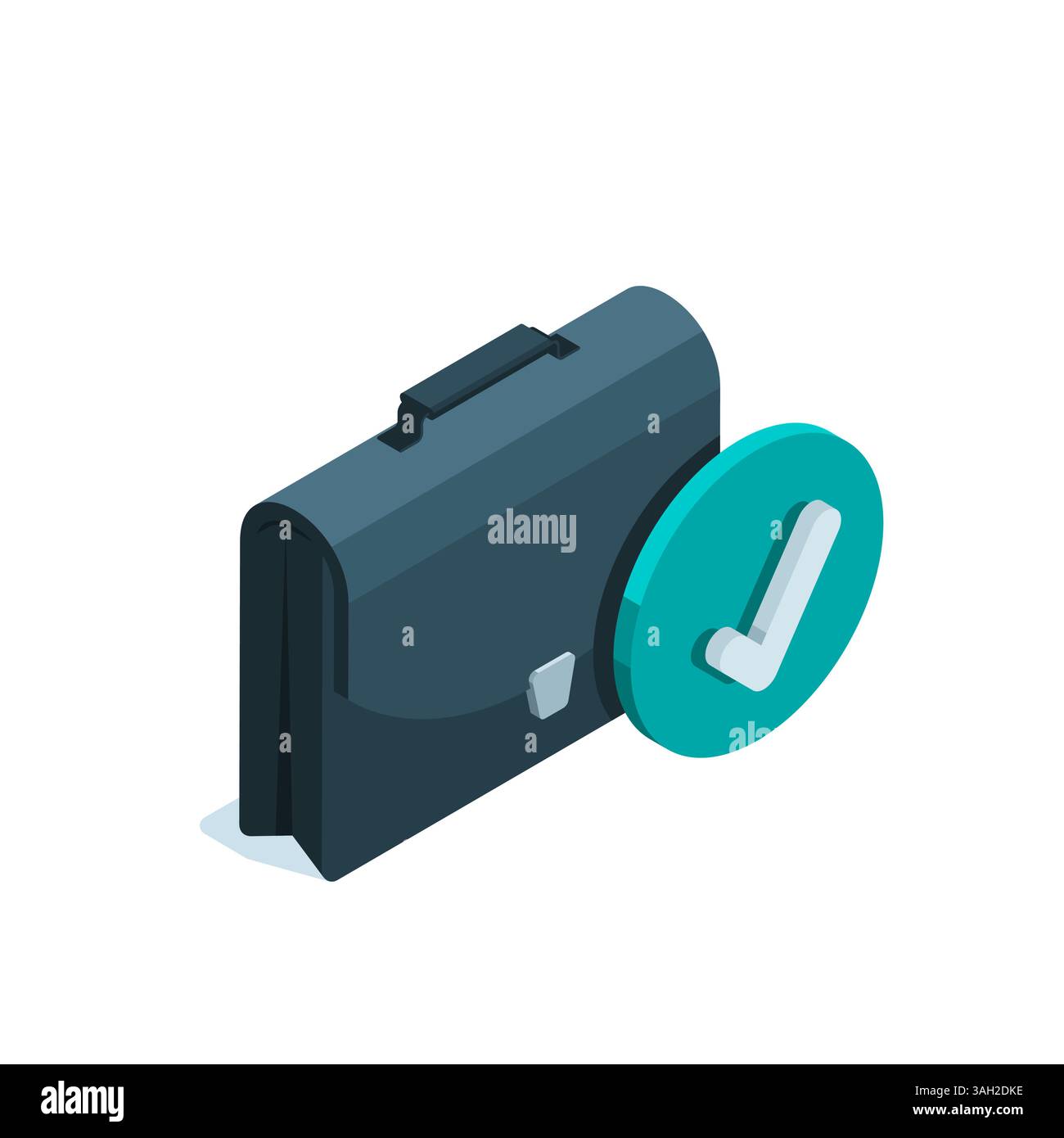 isometric business briefcase with check mark icon in color on white ...