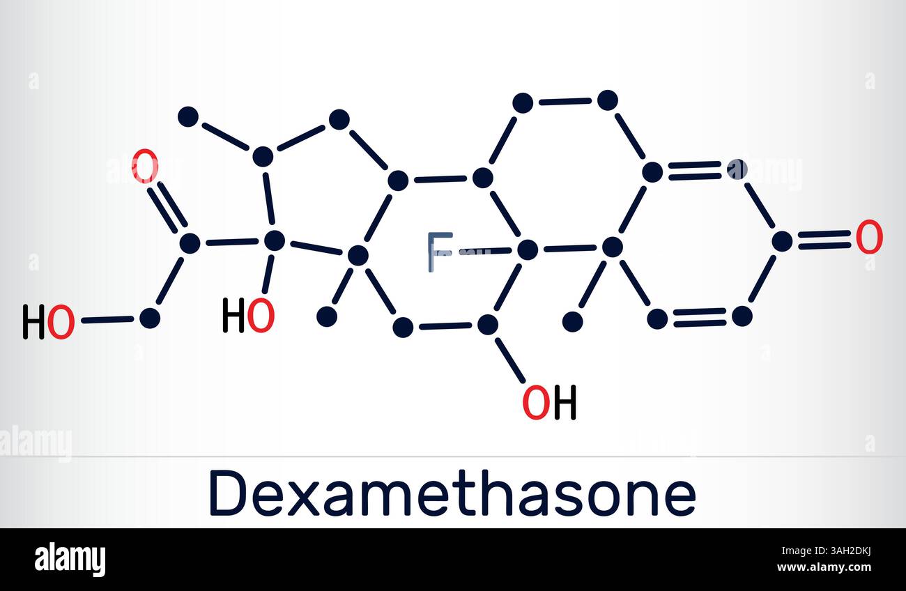 Dexamethasone molecule chemical structure. Corticosteroid medication ...