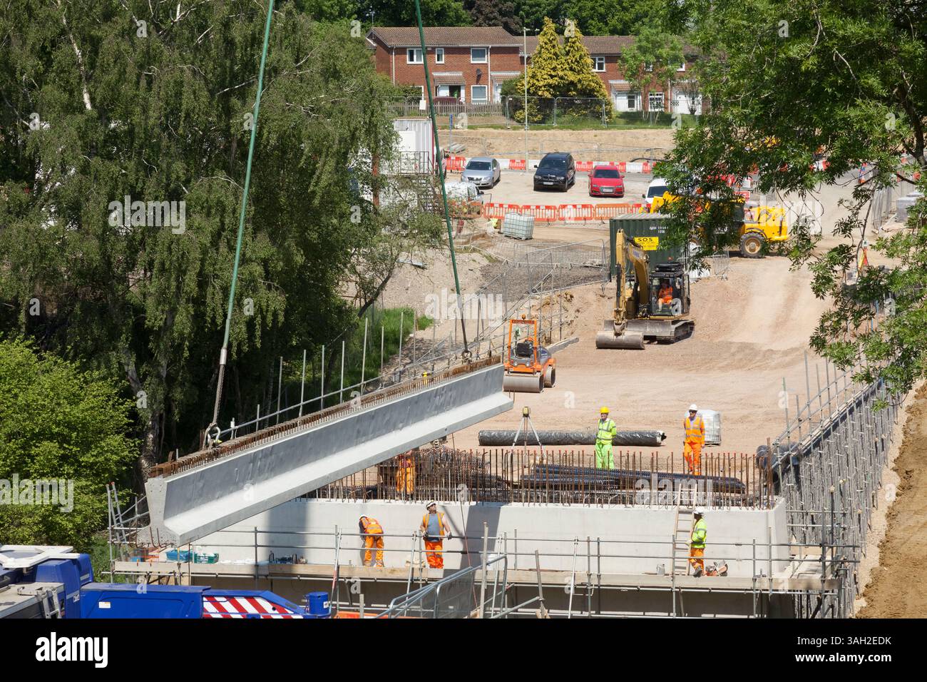 A heavy-lift Baldwins crane lifting concrete beams into place on a new ...