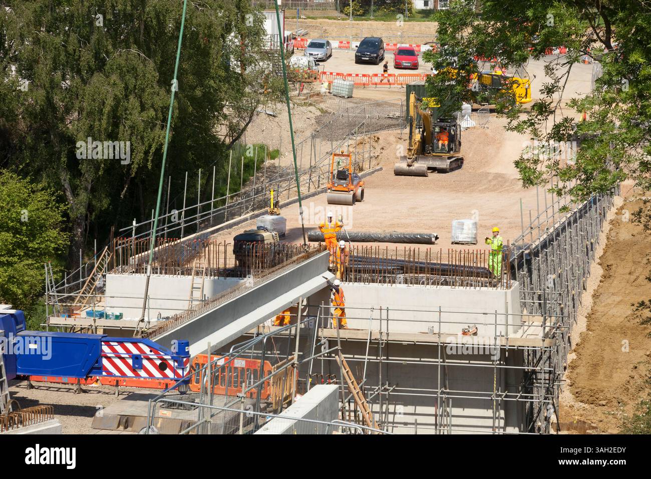 A heavy-lift Baldwins crane lifting concrete beams into place on a new ...
