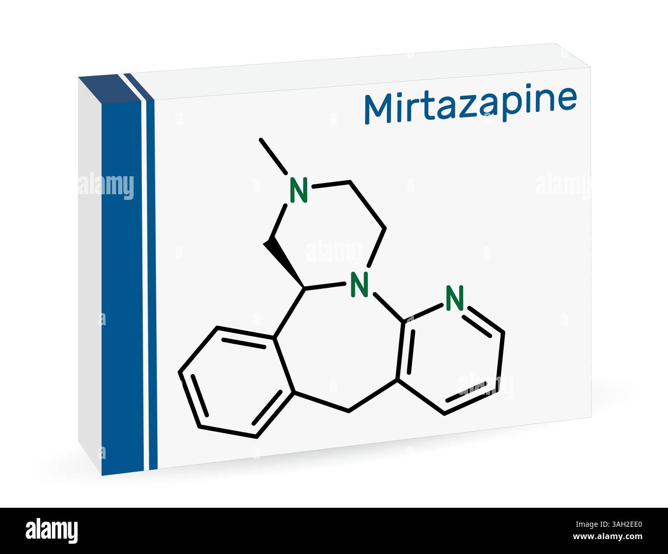 Mirtazapine molecule. Tetracyclic antidepressant. Skeletal chemical ...