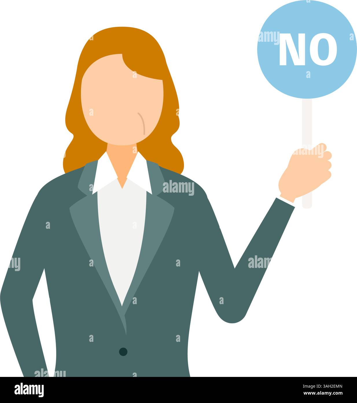 Simple illustration of businesswoman in business suit holding a yes-no ...