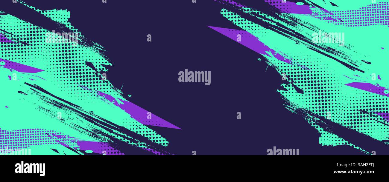 Abstract Sport Background with Cyan and Purple Brush Strokes and ...