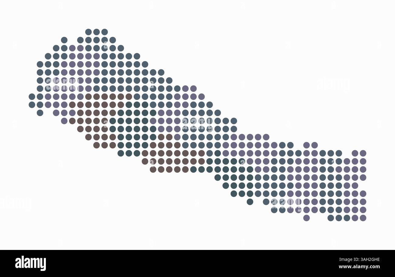 Nepal dotted map. Digital style map of the country on white background ...
