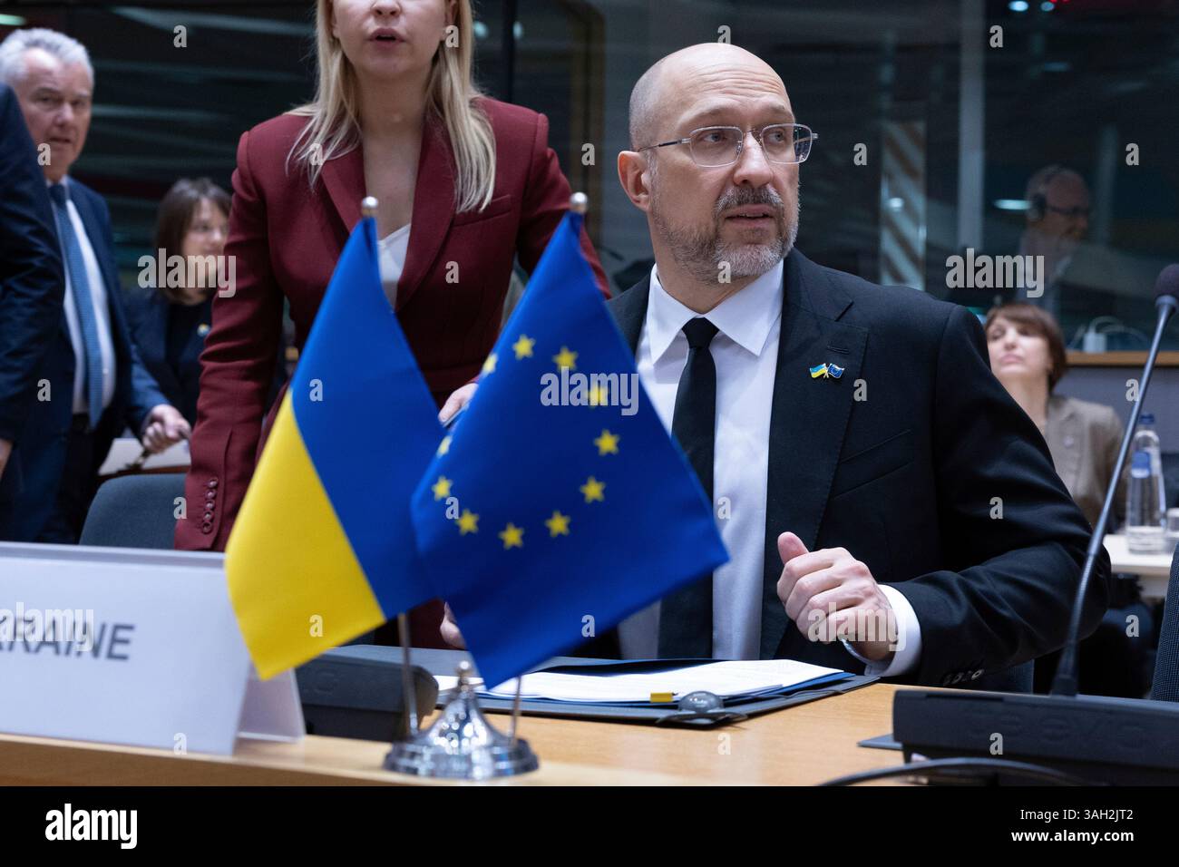 Ukraine's Prime Minister Denys Shmyhal arrives to the EU-Ukraine ...