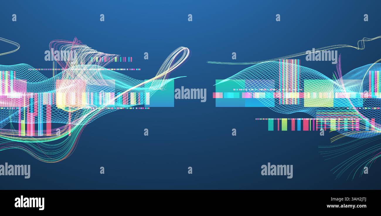 Abstract Data Waveform Background With Dynamic Lines Grids And Color