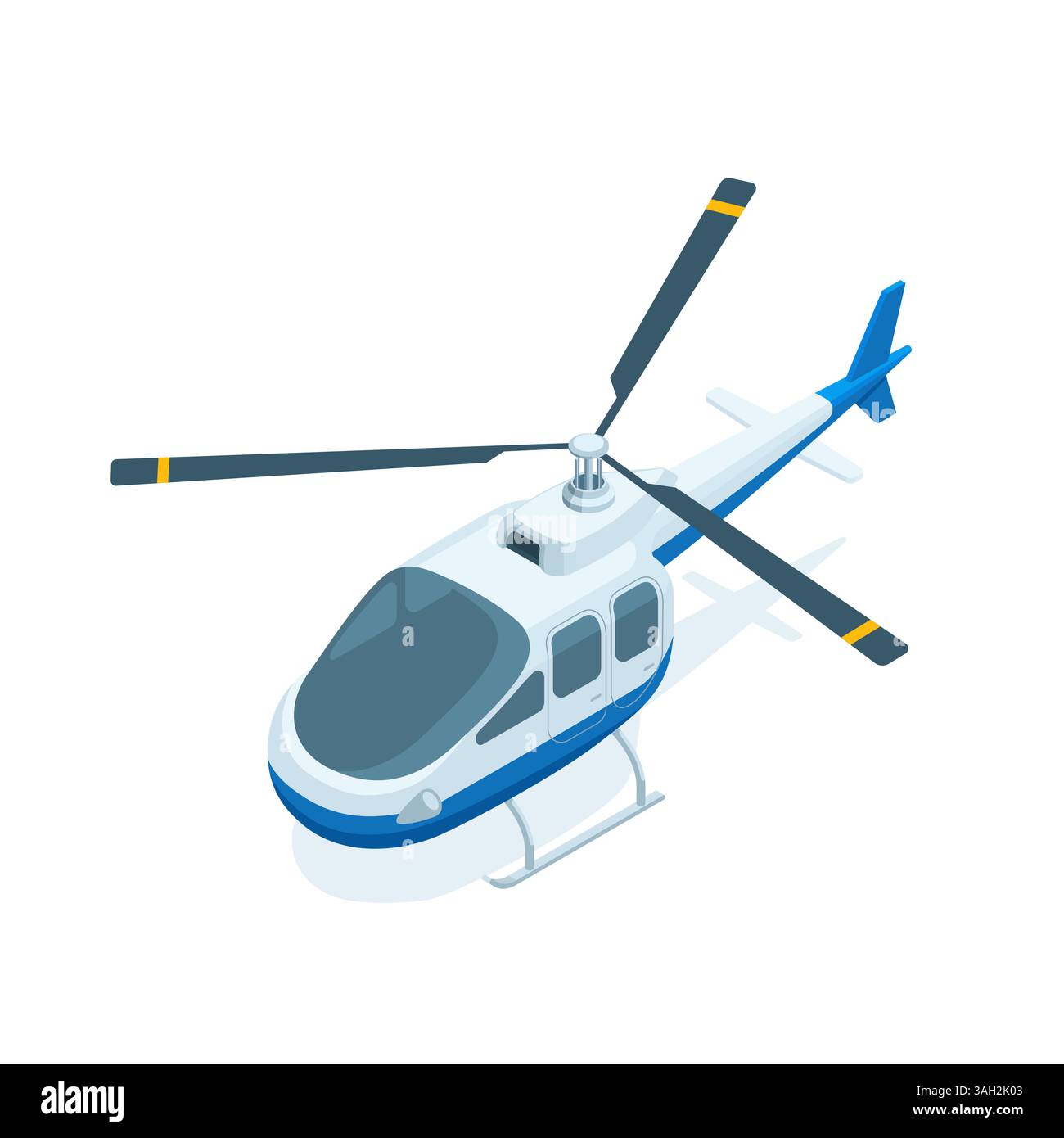 isometric helicopter, in color on a white background, small civil ...