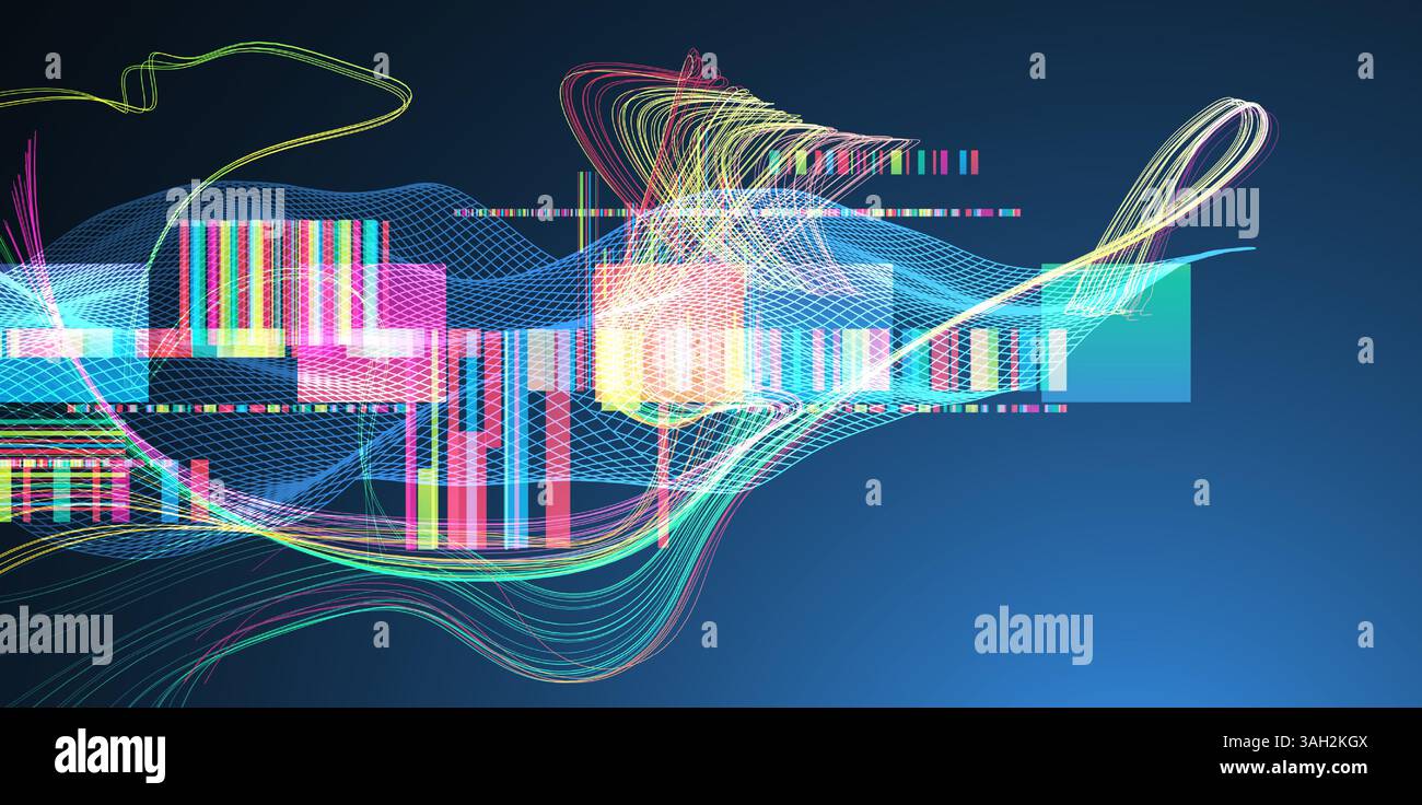 Abstract Data Waveform Background With Dynamic Lines Grids And Color