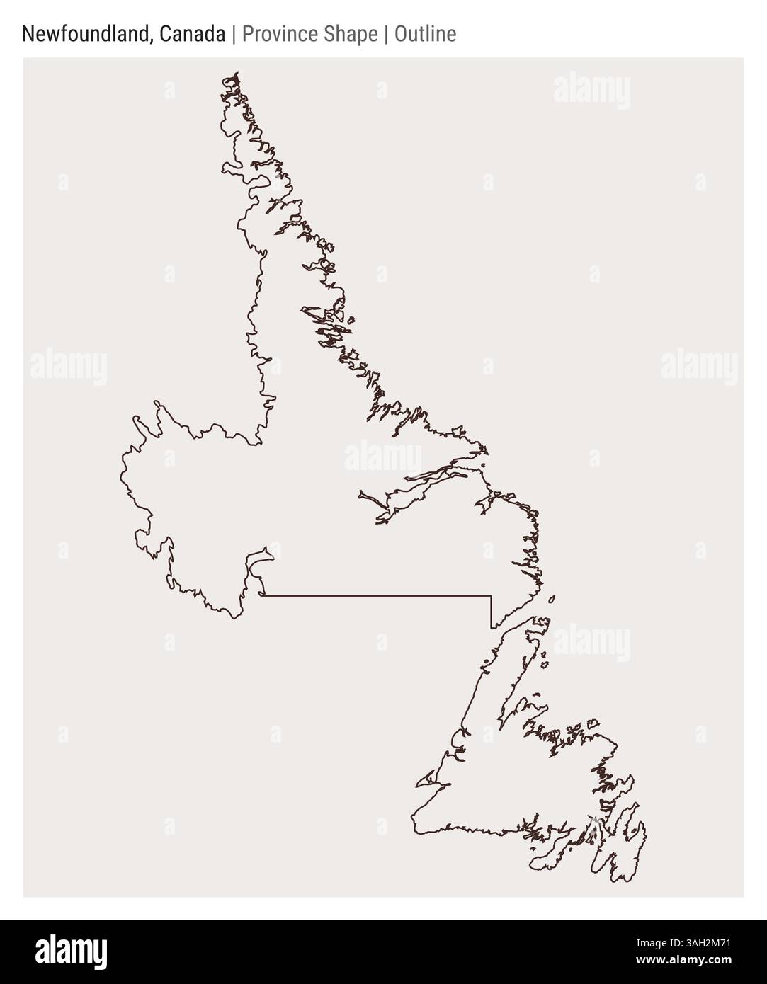 Newfoundland, Canada. Simple vector map. Province shape. Outline style. Border of Newfoundland ...