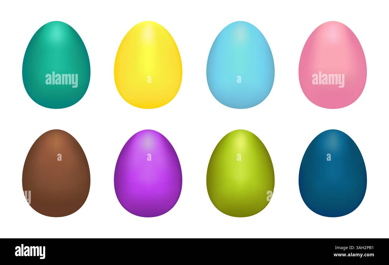 3D clip art set of Easter eggs painted in pastel colors - turquoise ...