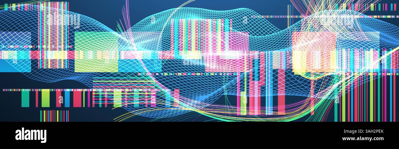 Abstract Data Waveform Background With Dynamic Lines Grids And Color