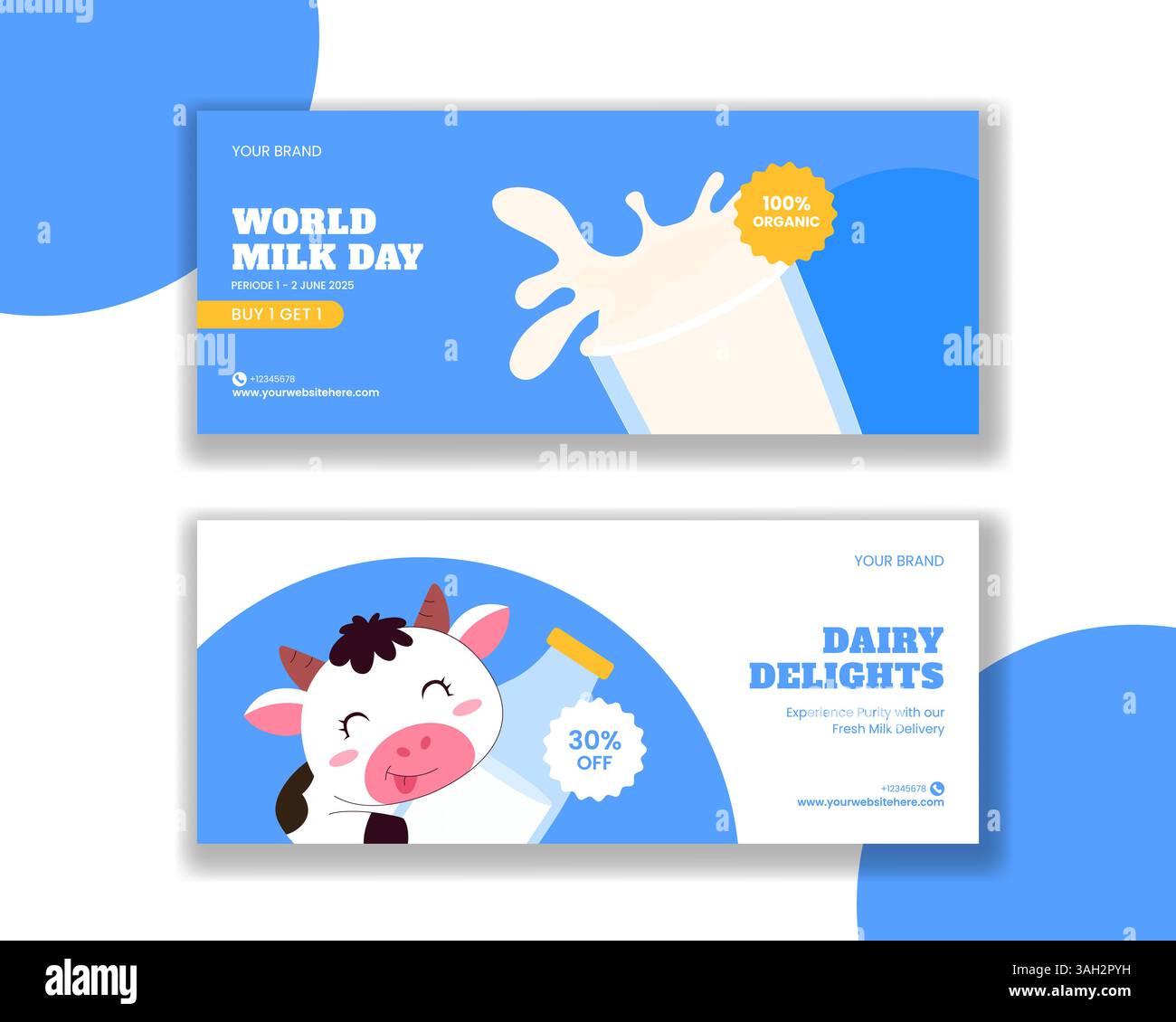 Cartoon Design Template for World Milk Day Social Media Horizontal ...