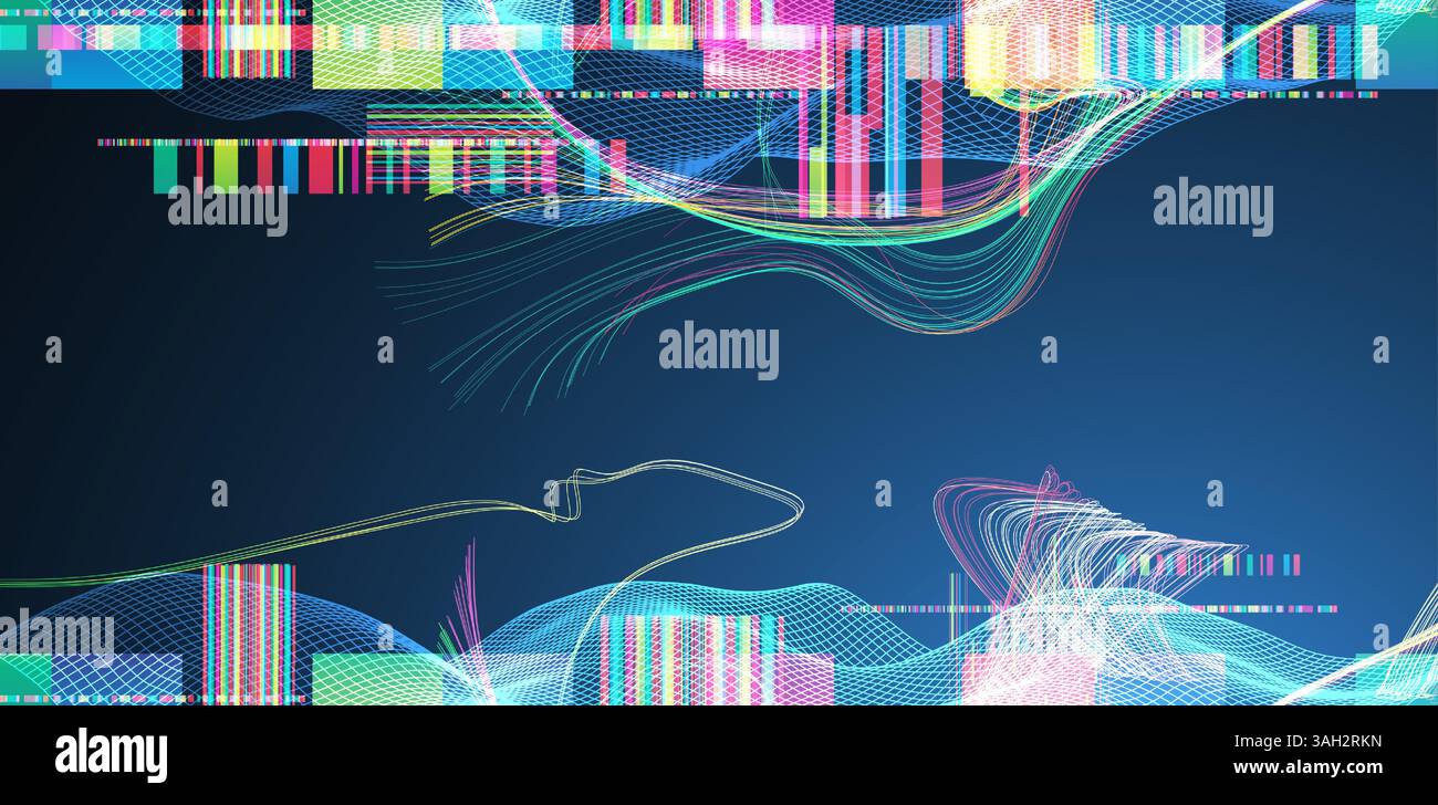Abstract Data Waveform Background With Dynamic Lines Grids And Color