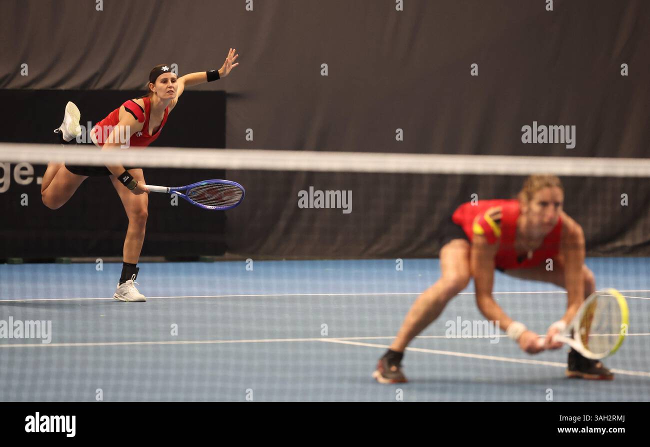 Belgian Greet Minnen, Belgian Magali Kempen and pictured in action ...