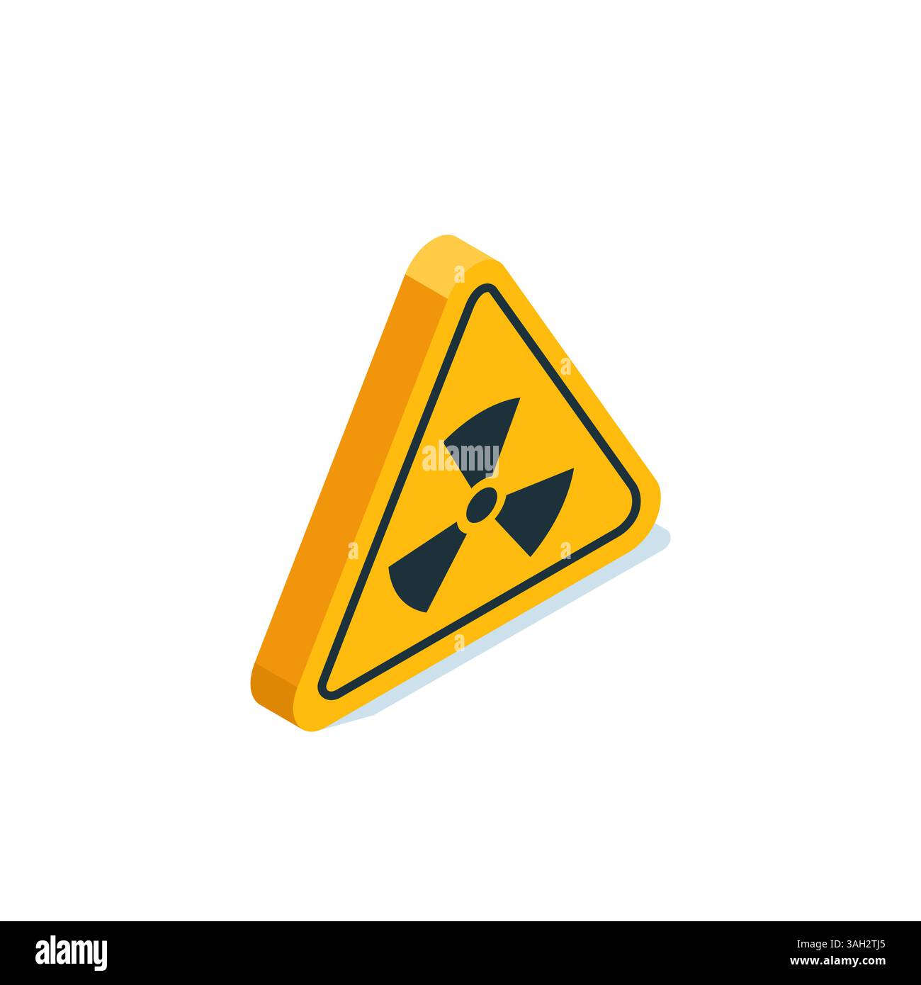 isometric triangular radiation icon, in yellow on white background ...