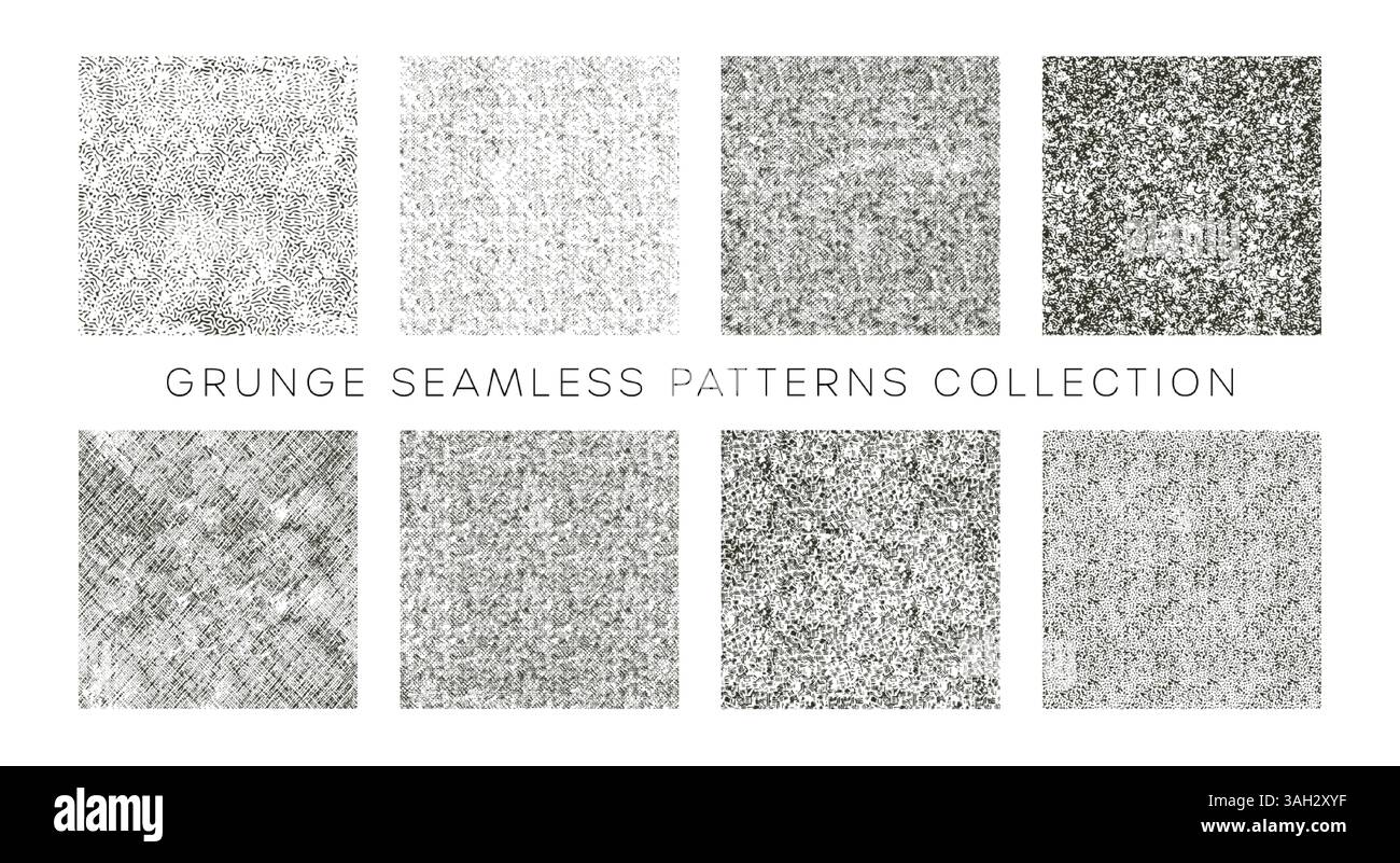 Vector Illustration of Seamless Grunge Background Patterns Collection ...