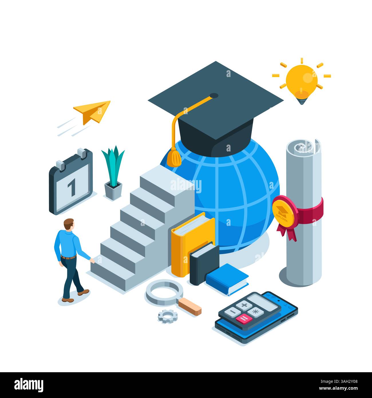 isometric-man-going-steps-hi-res-stock-photography-and-images-alamy