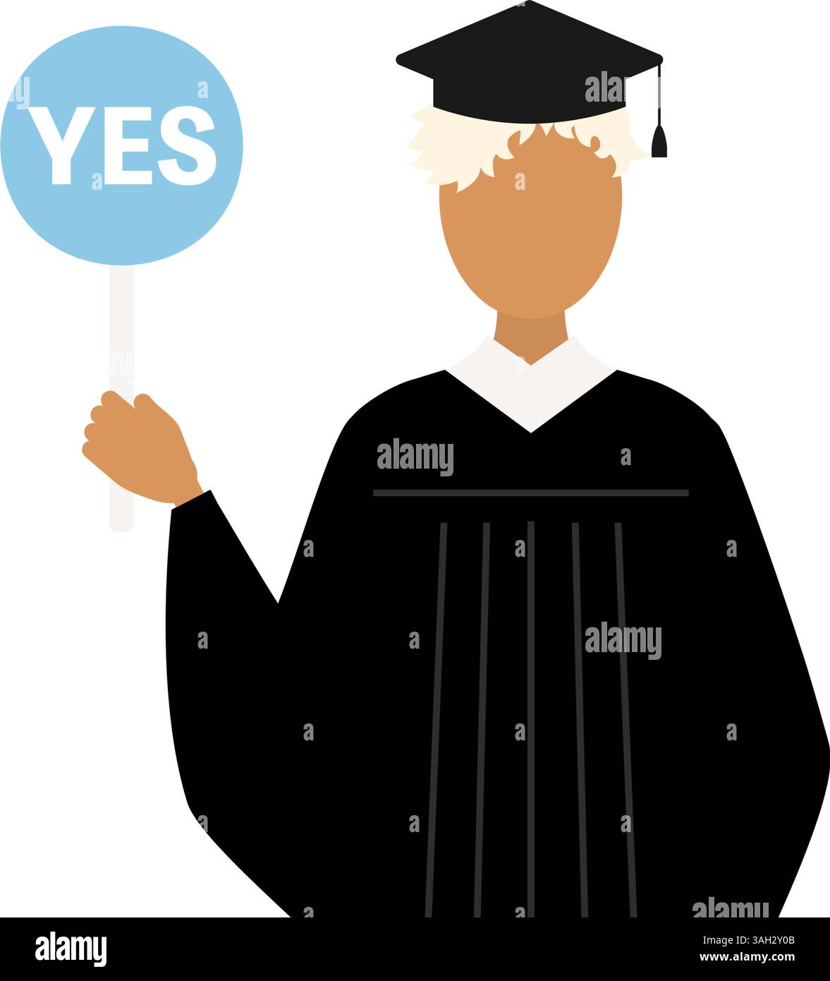 Simple illustration of a black female graduate in a graduation gown and ...