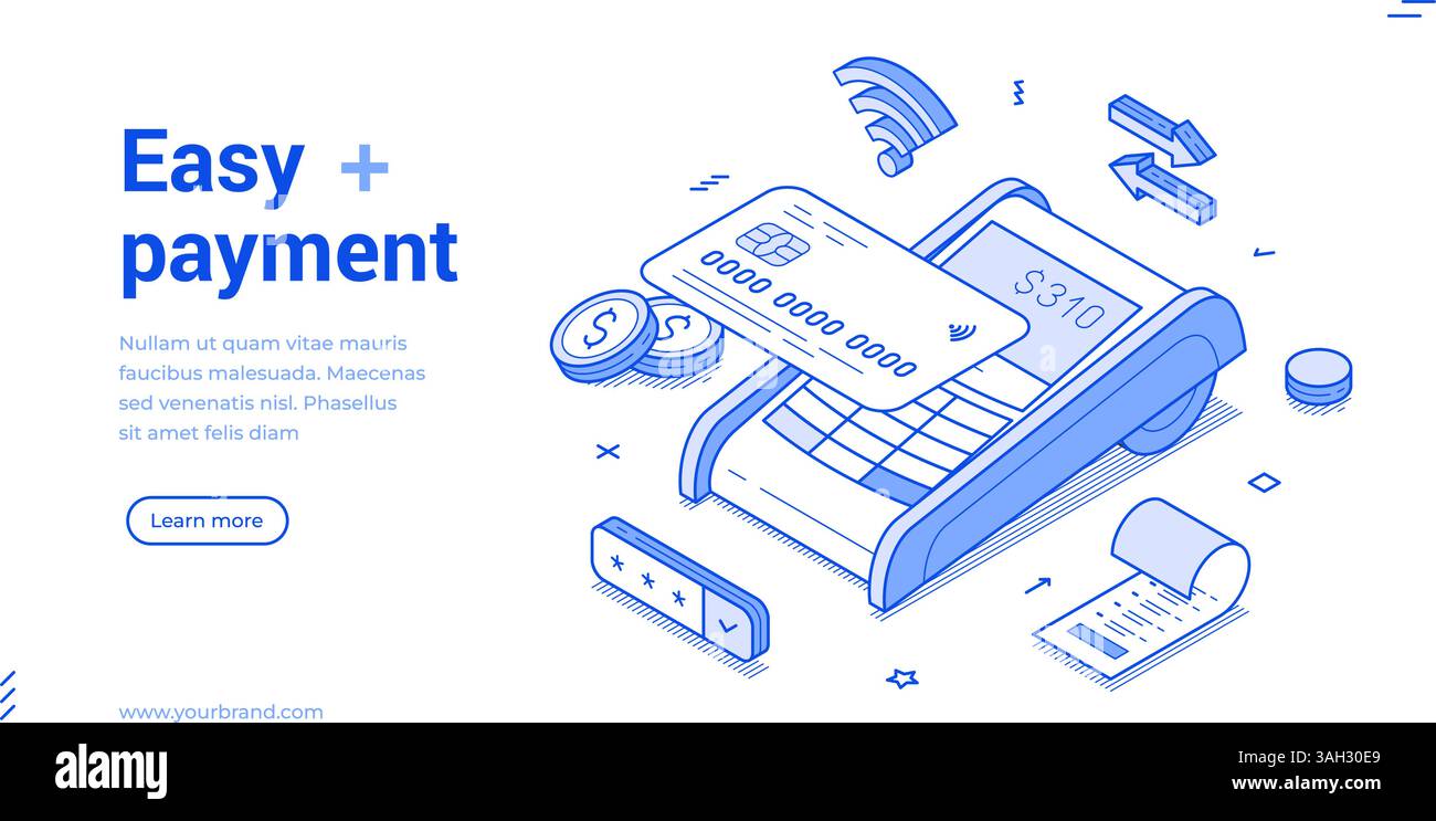 Easy payment banking card POS terminal shopping transaction isometric ...