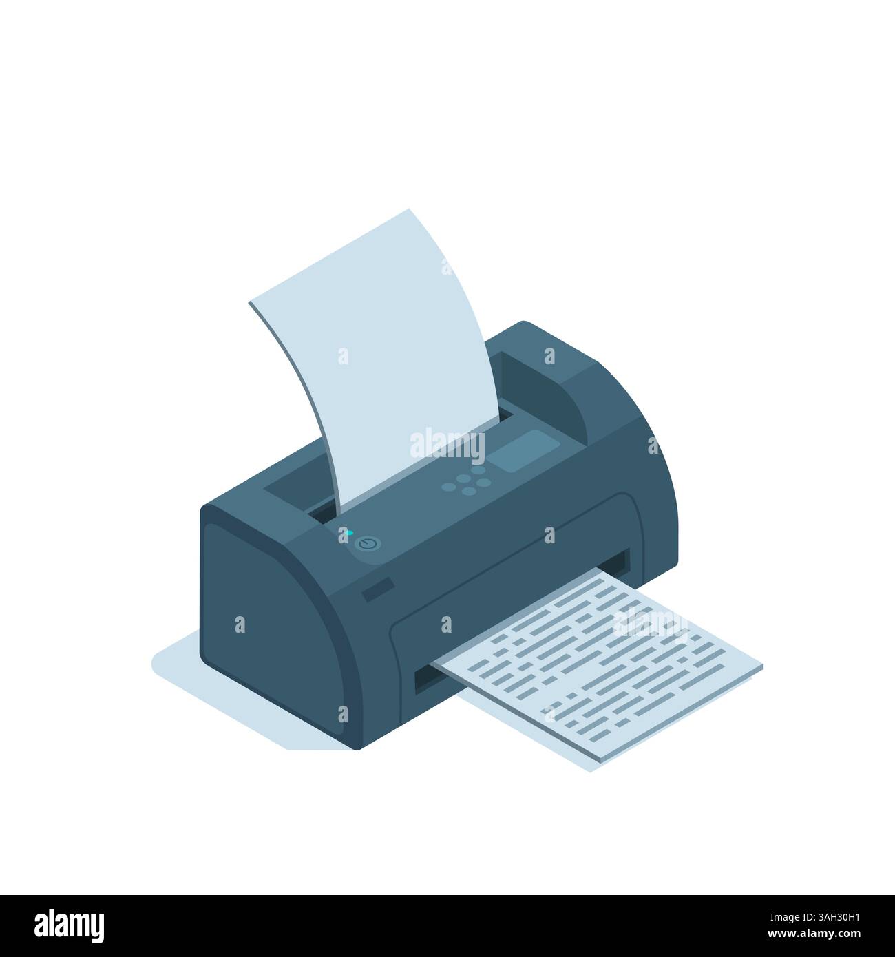 isometric printer with paper, in color on a white background, output ...