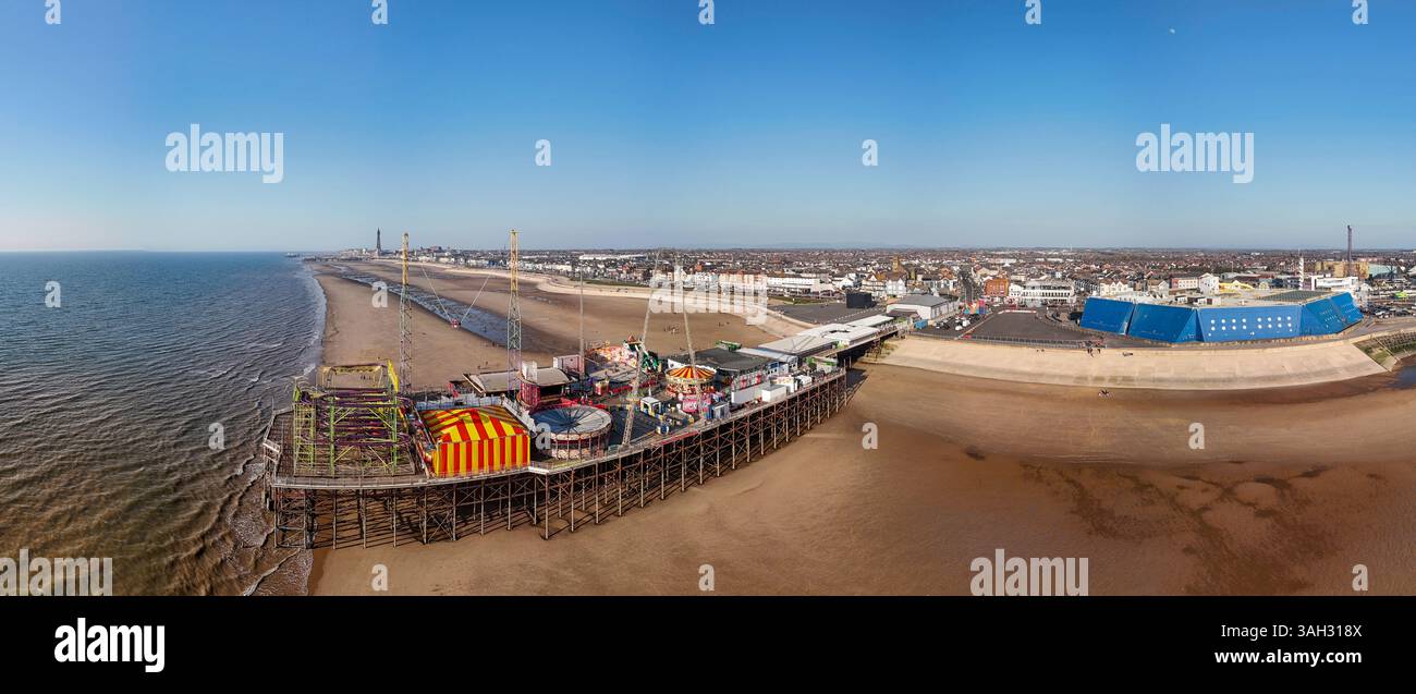 Aerial image of the south Pier in the shores of Blackpool - UK Stock ...